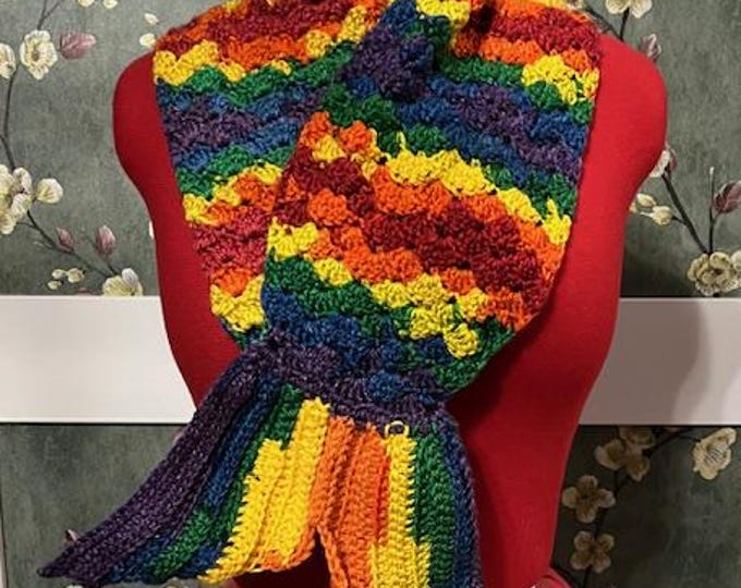 Rainbow Mermaid Tail Scarf Handmaid Crochet - Etsy