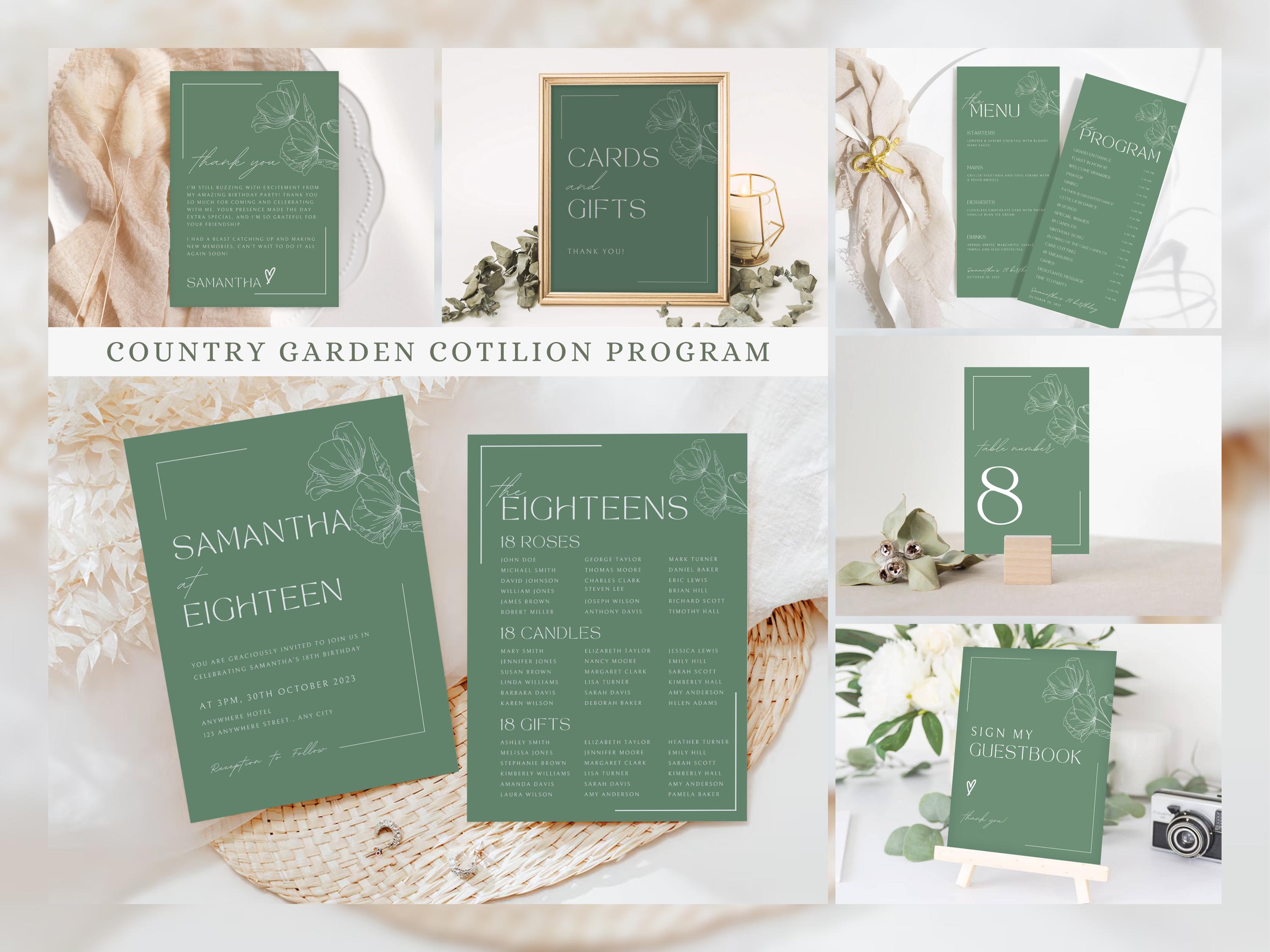 Minimalist Digital Invitation Templates Package, 18th Birthday Gift ...