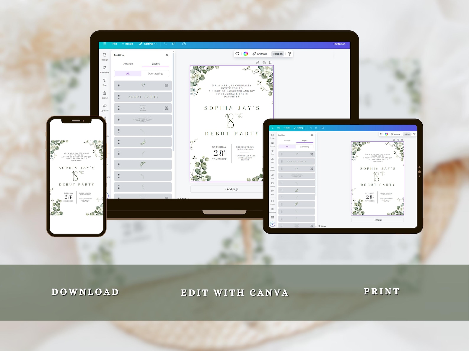 Editable Cotillion Debut Invitation for 18th Birthday for Debutante ...