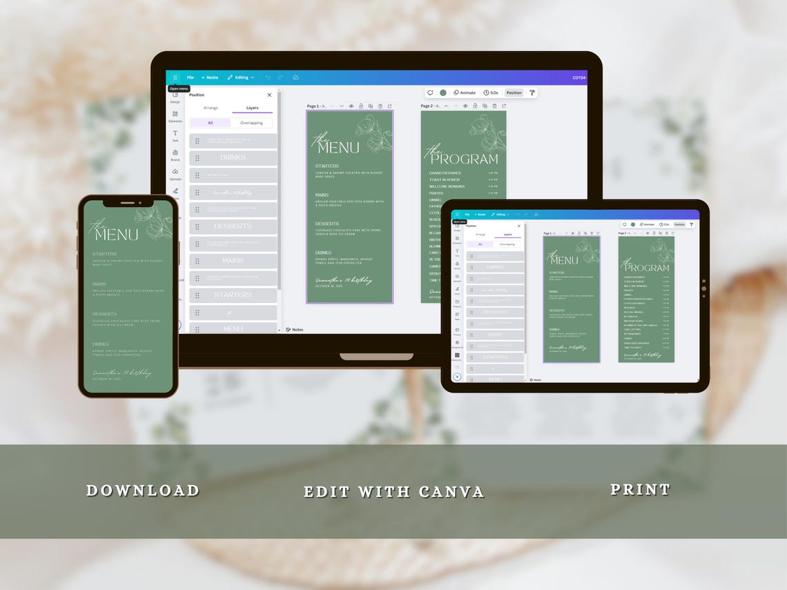 Minimalist Editable Cotillion Debut Program and Menu for 18th Birthday ...