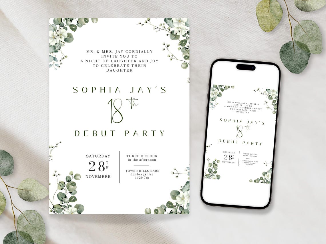 Editable Cotillion Debut Invitation for 18th Birthday for Debutante ...