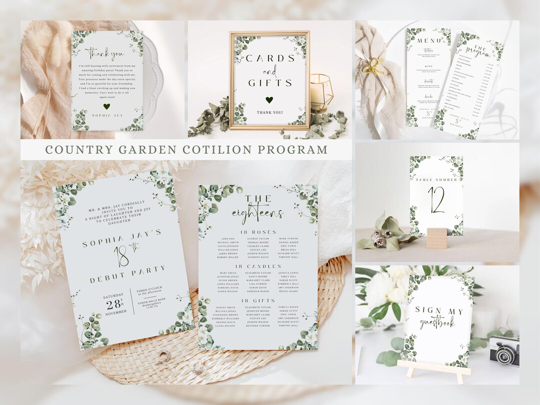 Cotillion Template Package: Debut Invitation, Menu, Signs (digital File ...