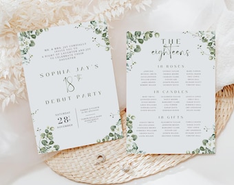 Editable Cotillion Debut Program and Menu for 18th Birthday Debutante ...