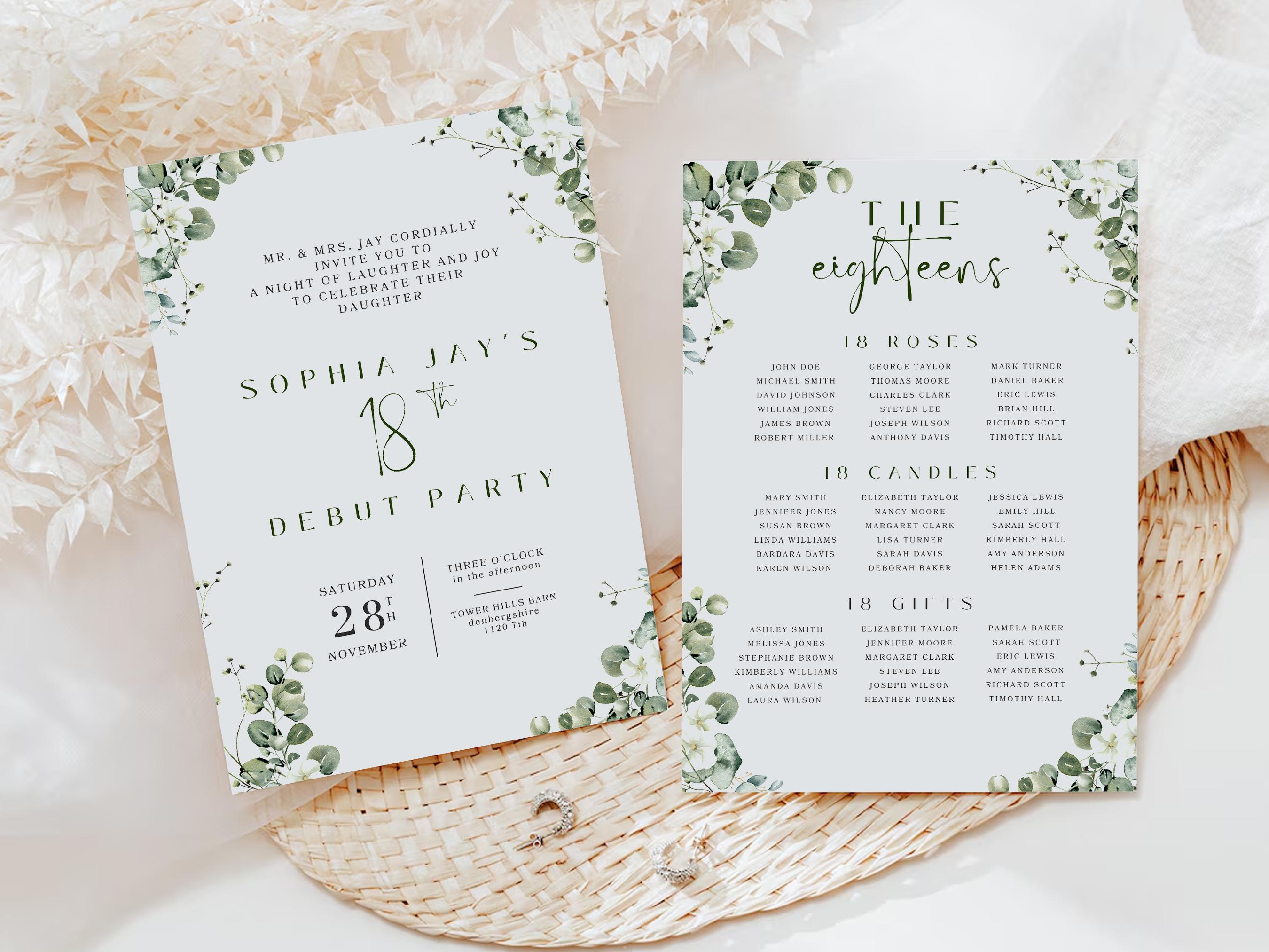 Editable Cotillion Debut Invitation for 18th Birthday for Debutante ...