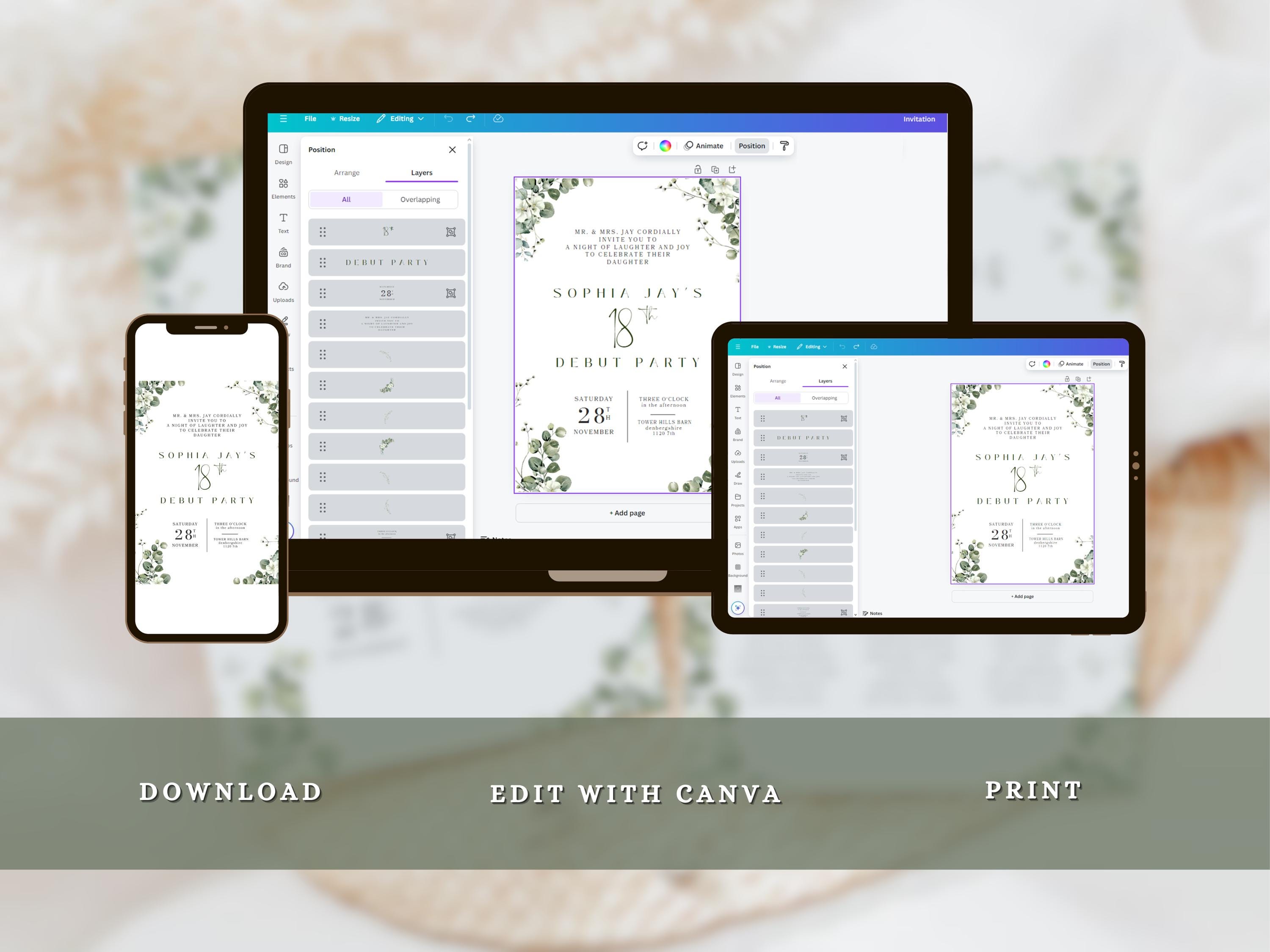 Cotillion Template Package: Debut Invitation, Menu, Signs (digital File ...