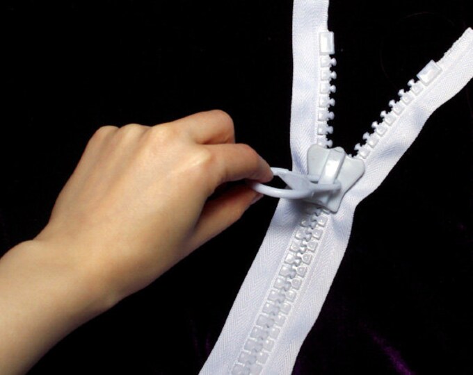 15 Inches - EXTRA-LARGE Zipper in WHITE - Closed-end or Fully ...