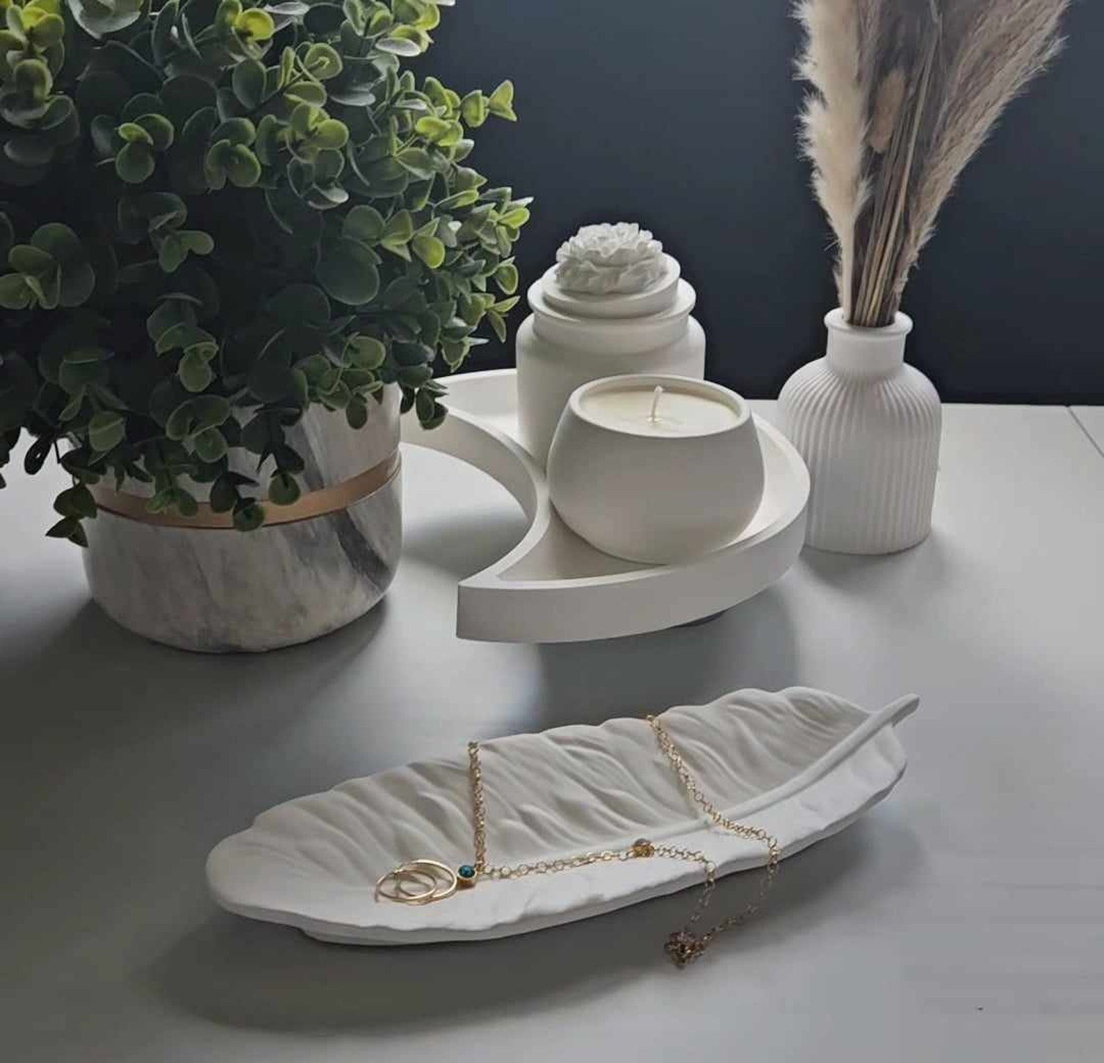 Feather Shaped Trinket Jewelry Tray Dish - Etsy