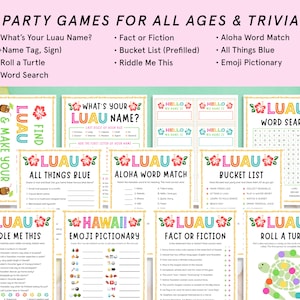 Luau Games Bundle Aloha Party Games Luau Party Games Hawaiian Party ...