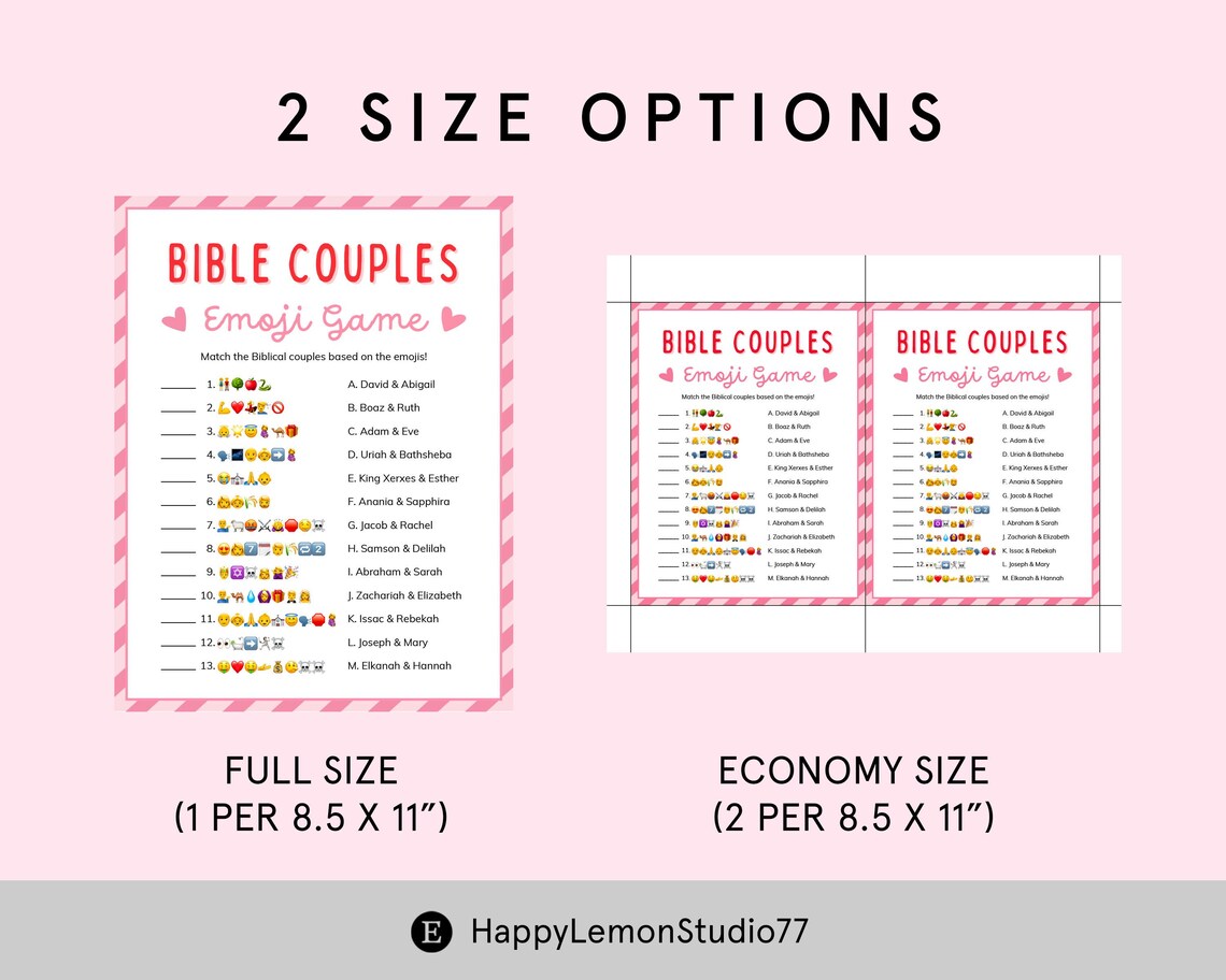 Bible Couples Match Game Bible Emoji Pictionary Bible Valentines Game ...