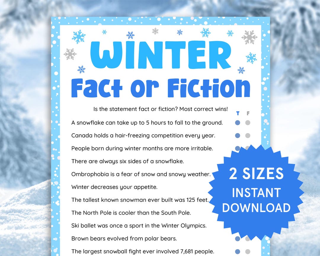 Winter Fact or Fiction Winter Games for Kids Winter Family Games Winter ...