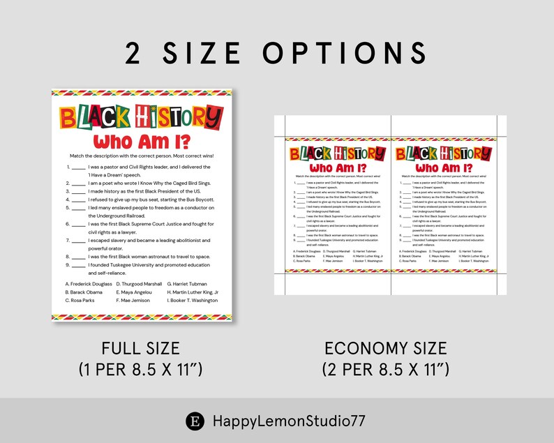 Black History Who Am I Black History Games Trivia Black History Month ...