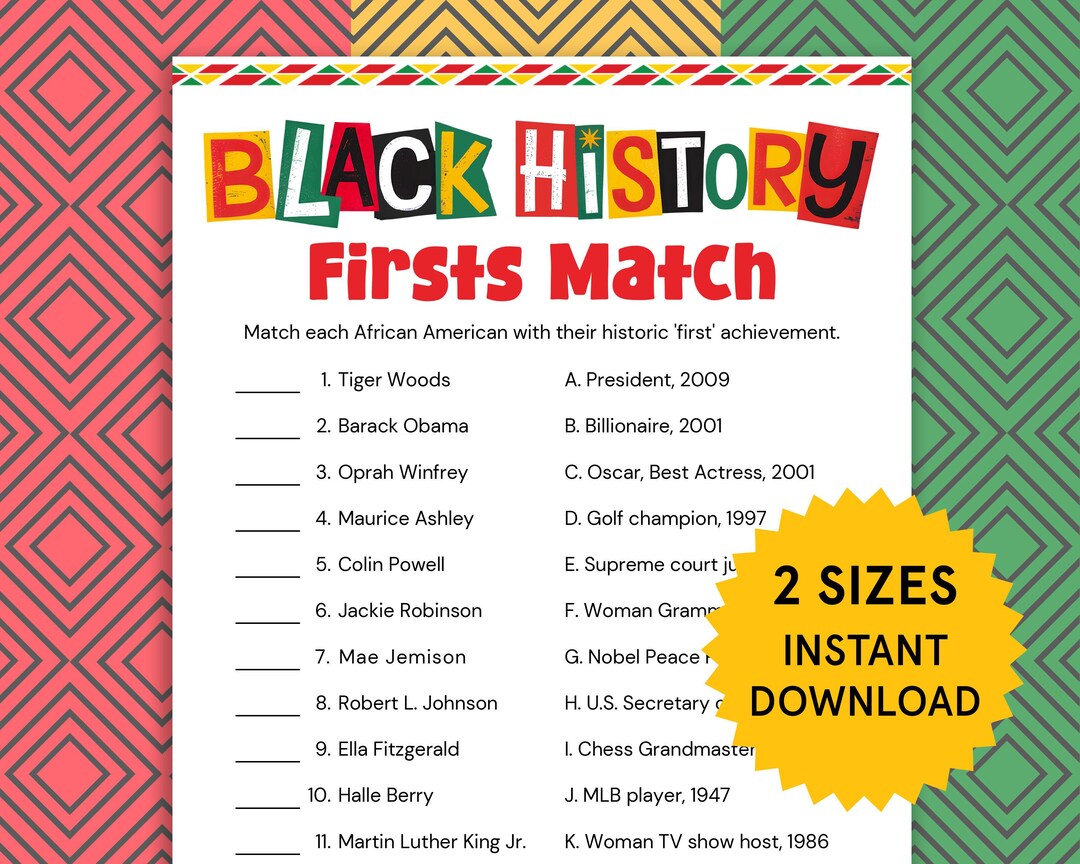 Black History Game Famous Firsts Black History Month Games for Kids ...