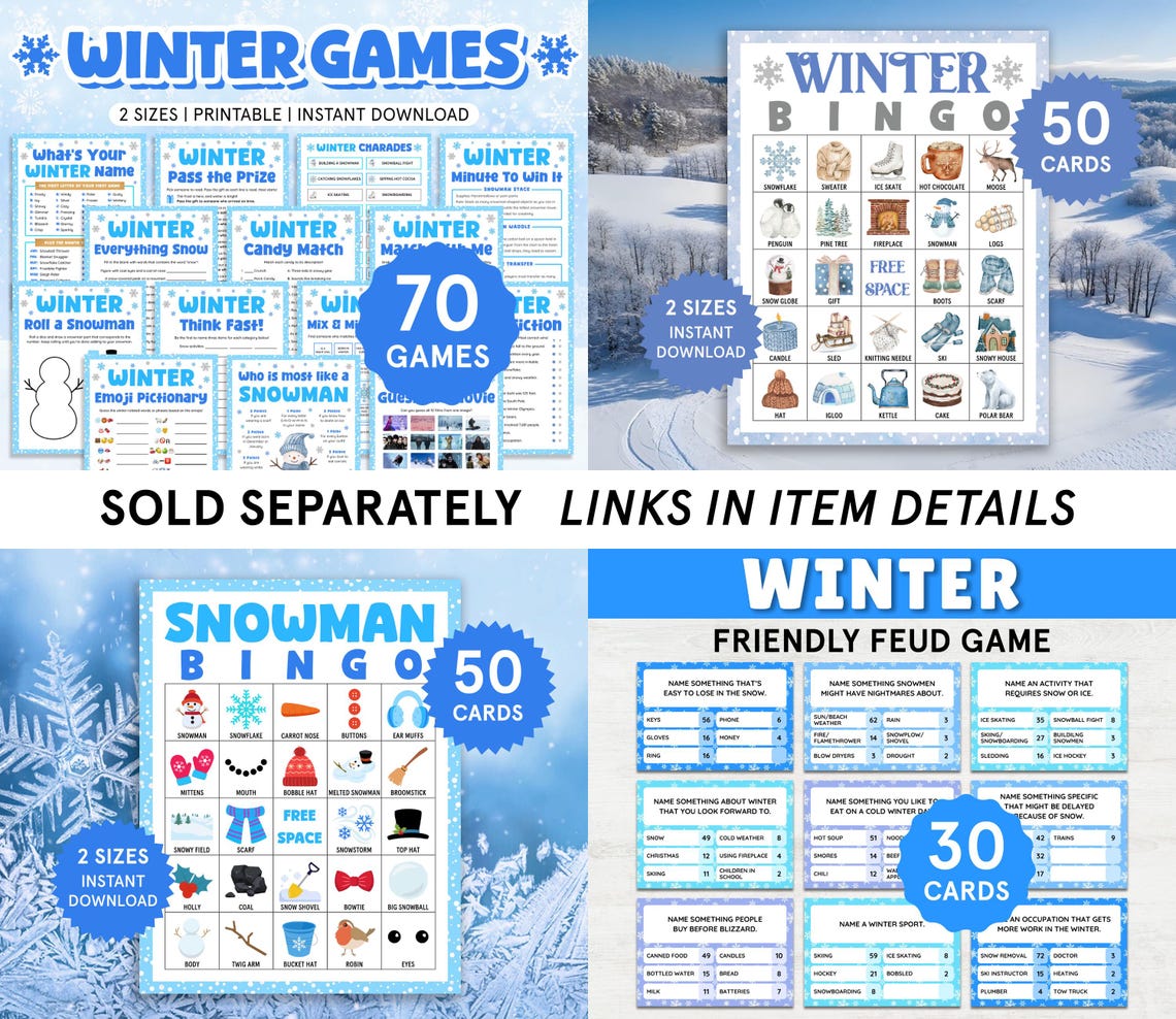 Winter Friendly Feud Winter Games for Kids Adults Winter Feud Winter ...