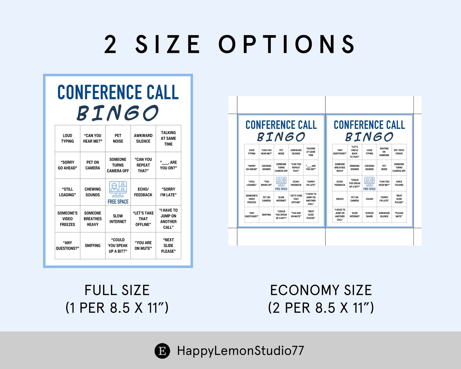 Conference Call Bingo Game Cards Conference Call Game Work Bingo Office ...