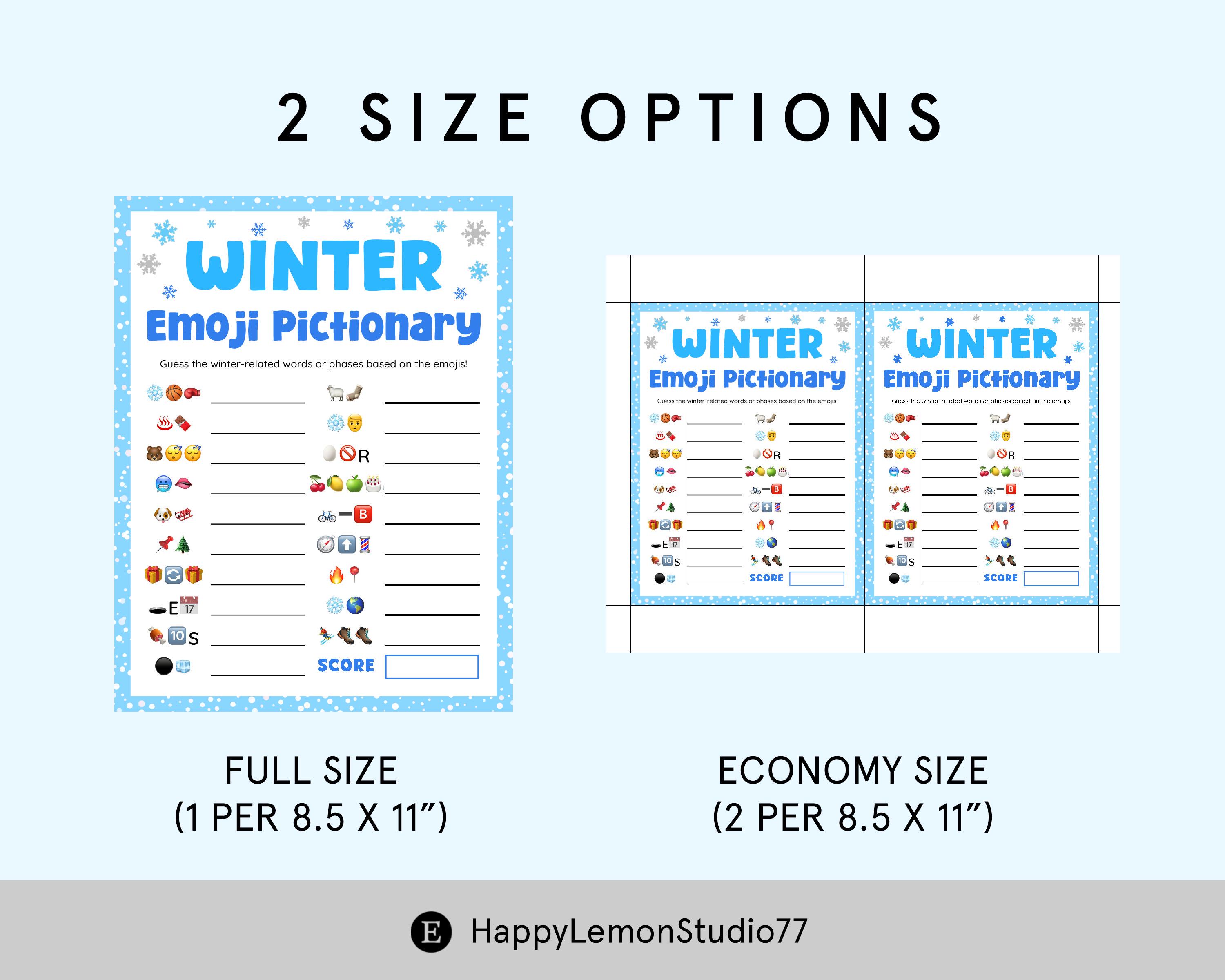 Winter Emoji Pictionary Winter Games for Kids Winter Family Games ...