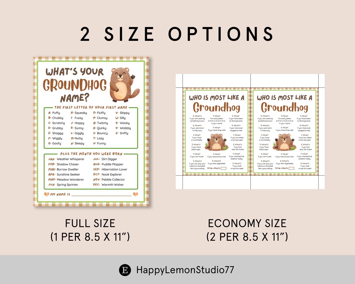 What's Your Groundhog Name, Name Tag, Sign Groundhog Day Games for Kids ...