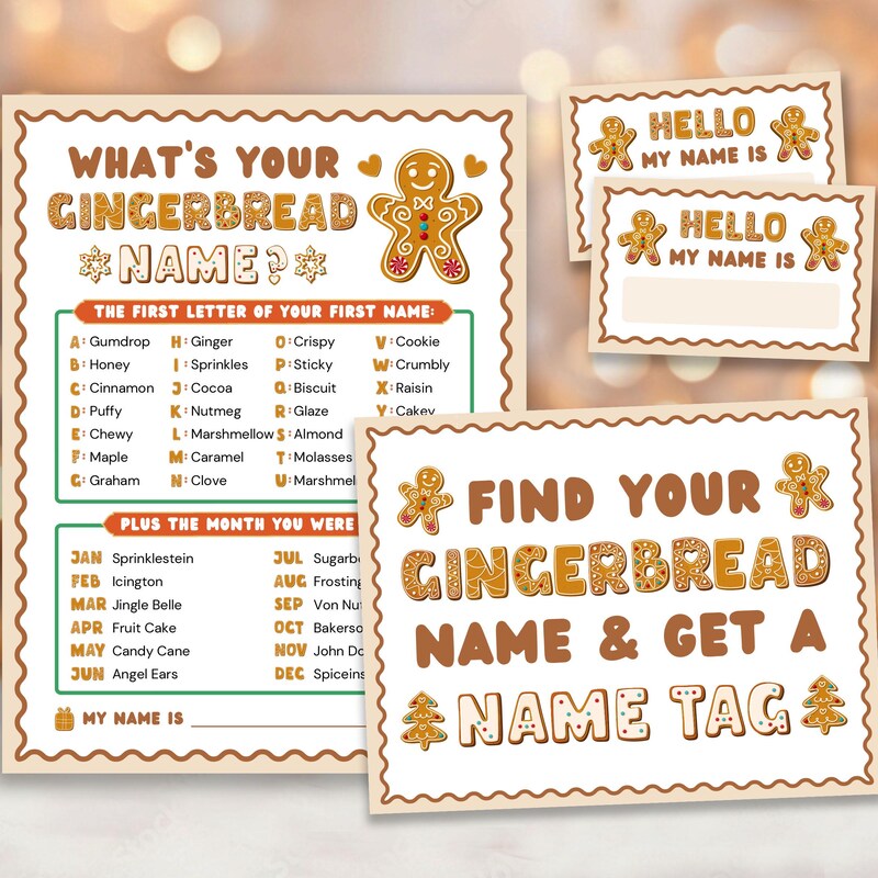 Gingerbread Sign With Names - Etsy