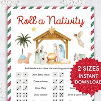 Roll a Nativity Christmas Dice Game Printable, Great Christian Holiday ...