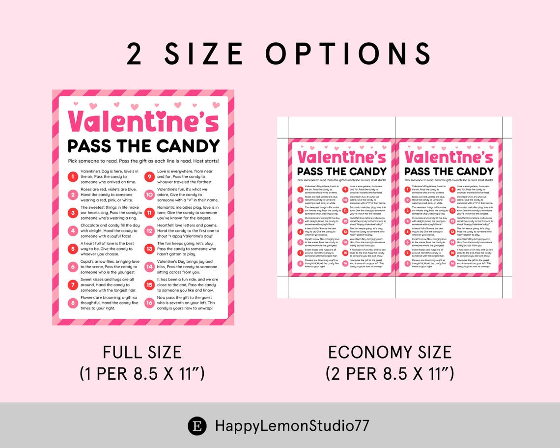 Valentines Pass the Candy Valentines Pass the Prize Valentines Day ...