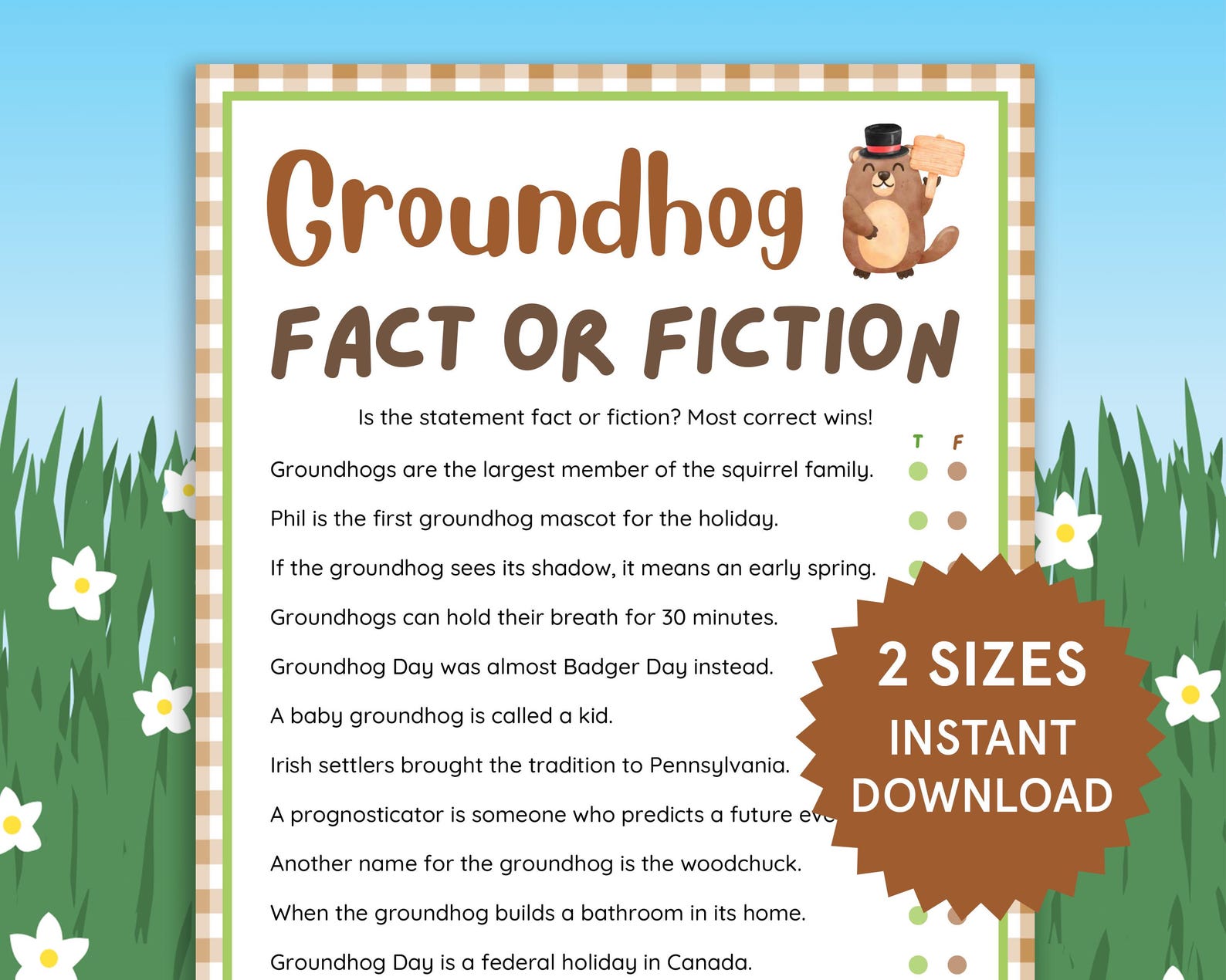 Groundhog Day Fact or Fiction Groundhog Day Games Groundhog Day ...