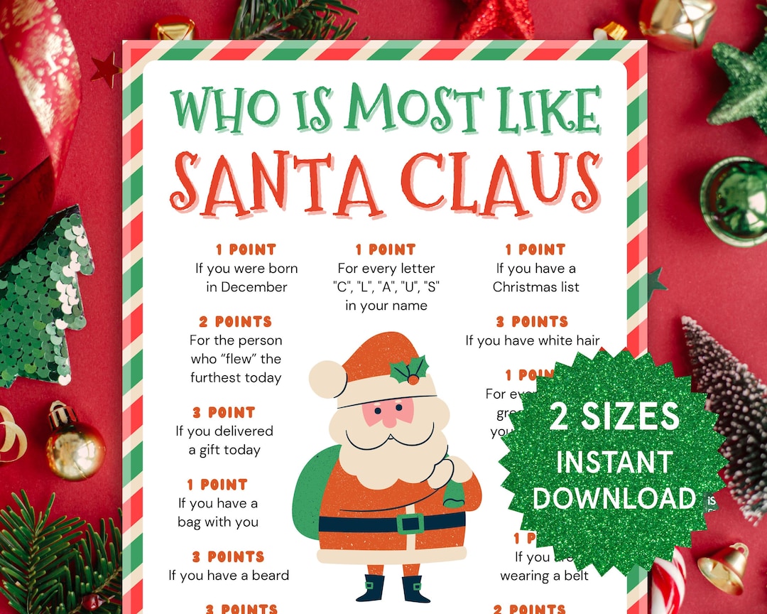 Christmas Who is Most Like Santa Claus Christmas Games for Kids Adult ...