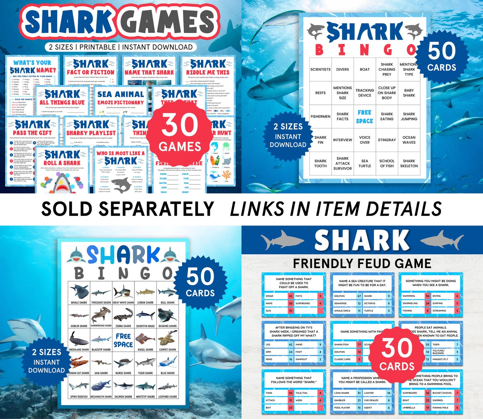 Shark Left Right Game: Fun Party Activity (digital Download - Etsy