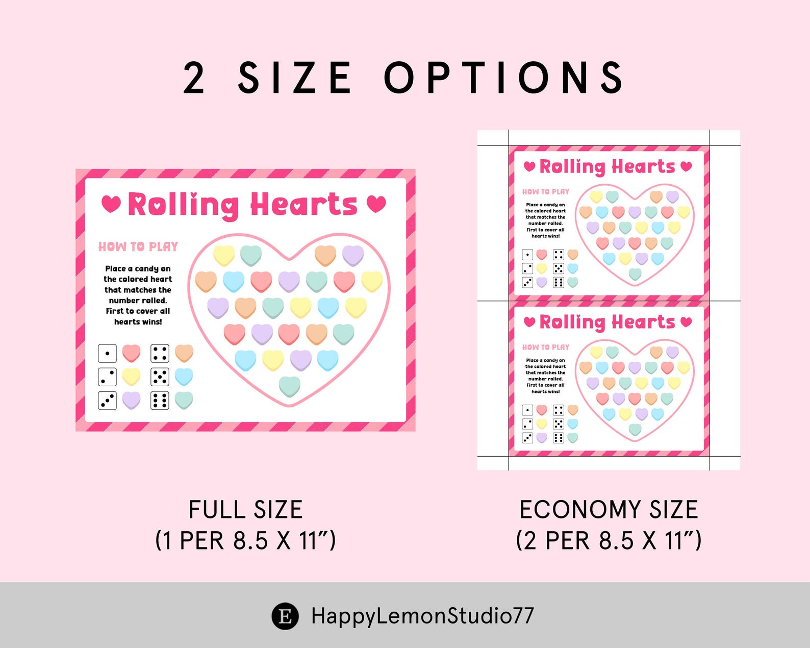 Valentines Roll a Heart Valentines Candy Game Kids Valentine's Day ...