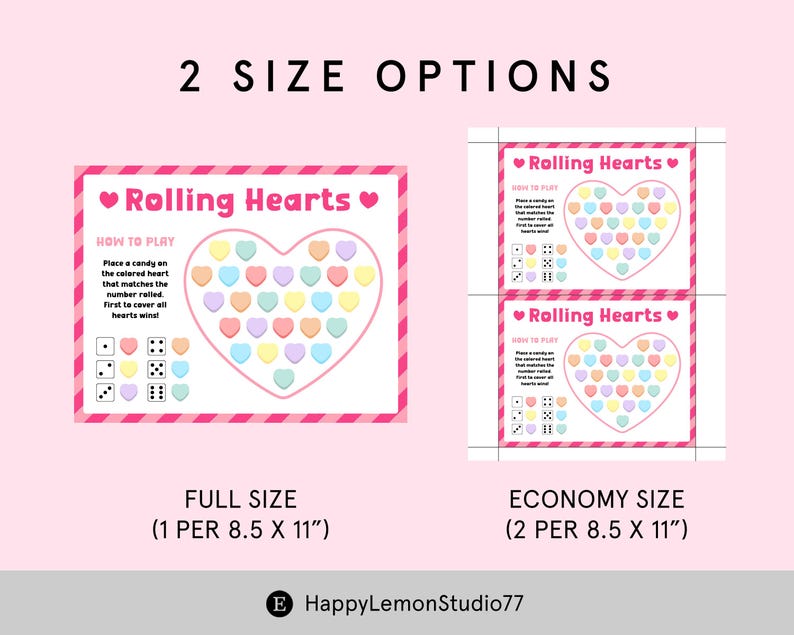 Valentines Roll a Heart Valentines Candy Game Kids Valentine's Day ...