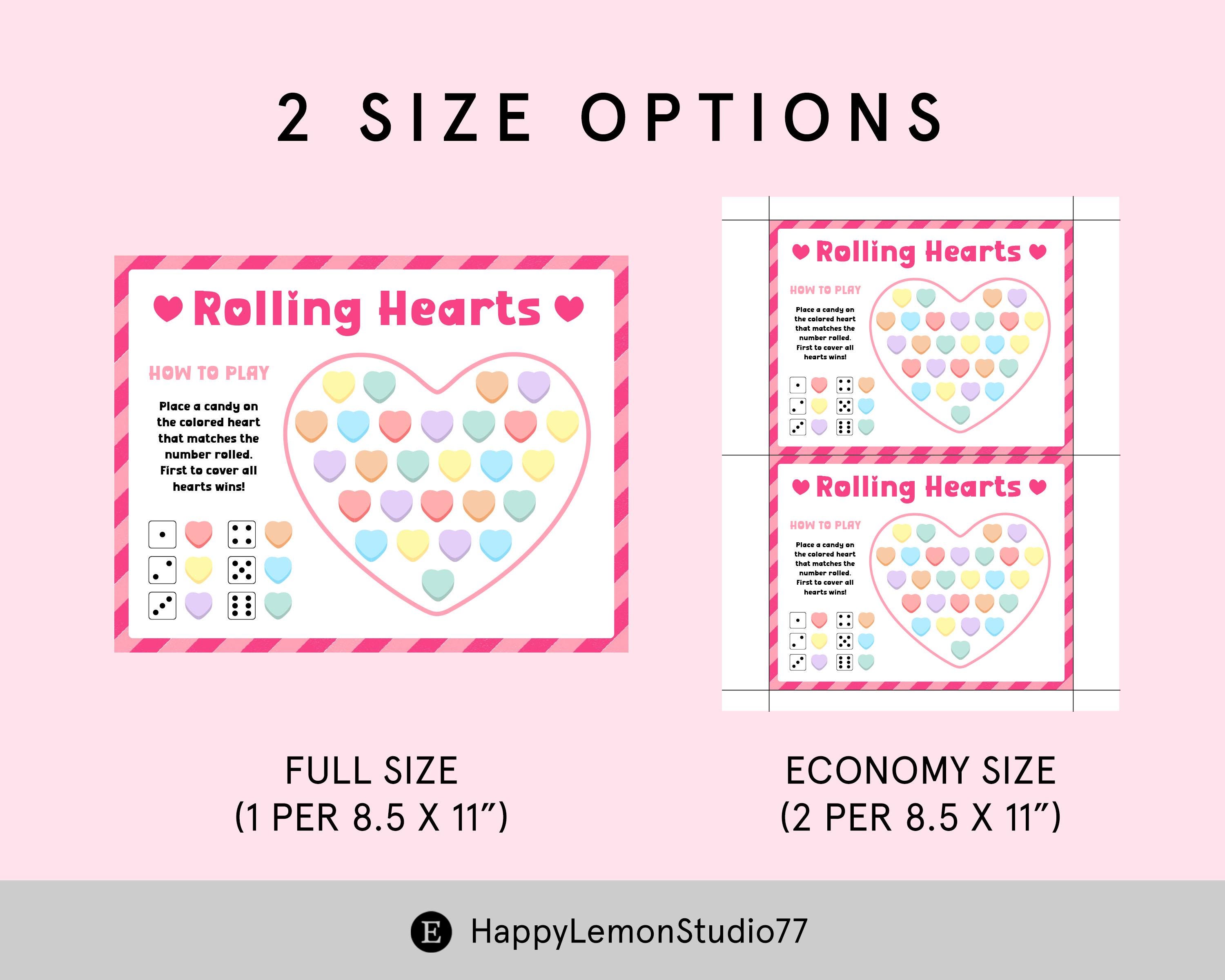 Valentines Roll a Heart Valentines Candy Game Kids Valentine's Day ...