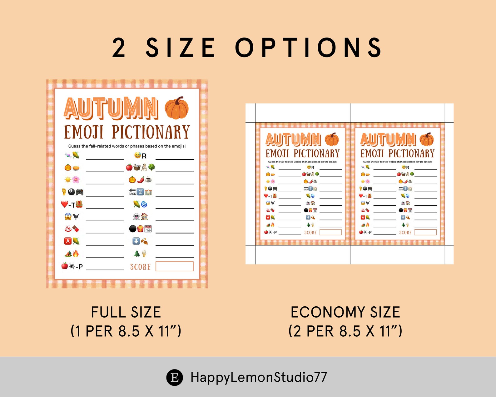 Fall Emoji Pictionary Fall Games for Kids Adults Fall Party Games Fall ...