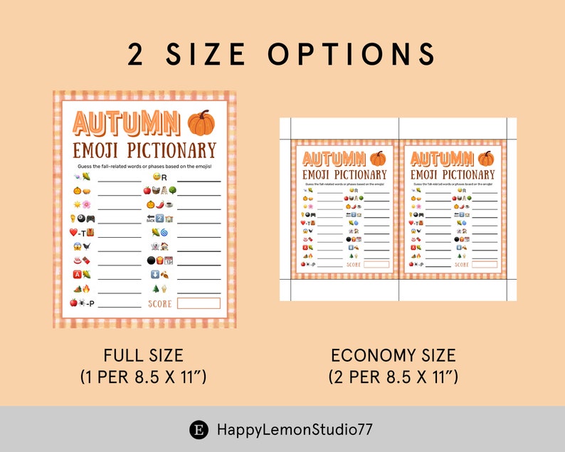 Fall Emoji Pictionary Fall Games for Kids Adults Fall Party Games Fall ...