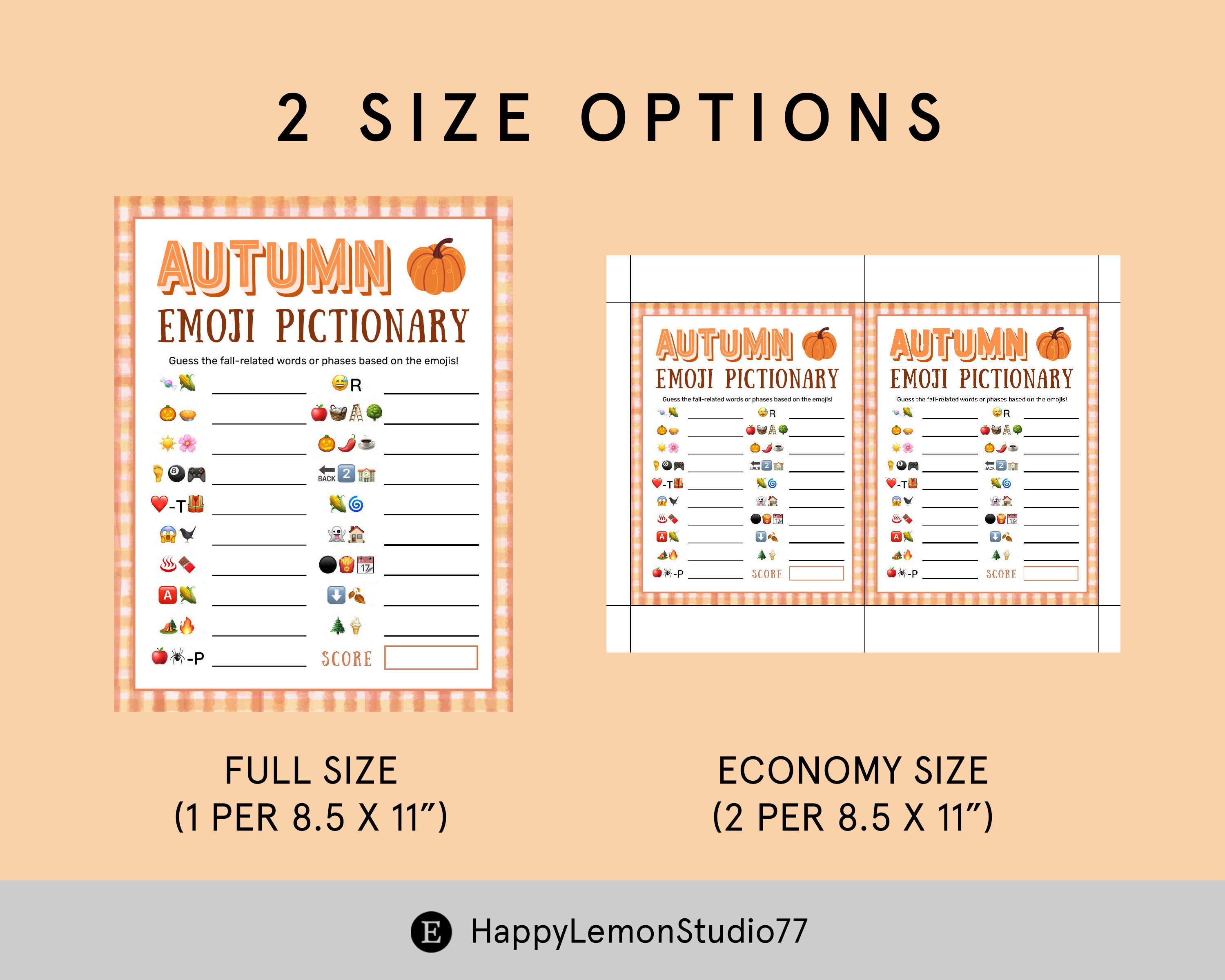 Fall Emoji Pictionary Fall Games for Kids Adults Fall Party Games Fall ...