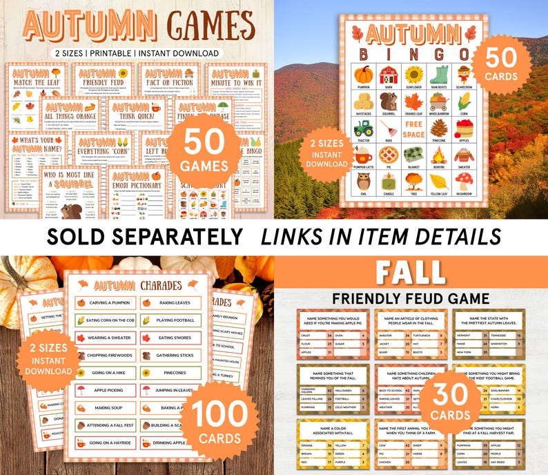 Fall Emoji Pictionary Fall Games for Kids Adults Fall Party Games Fall ...