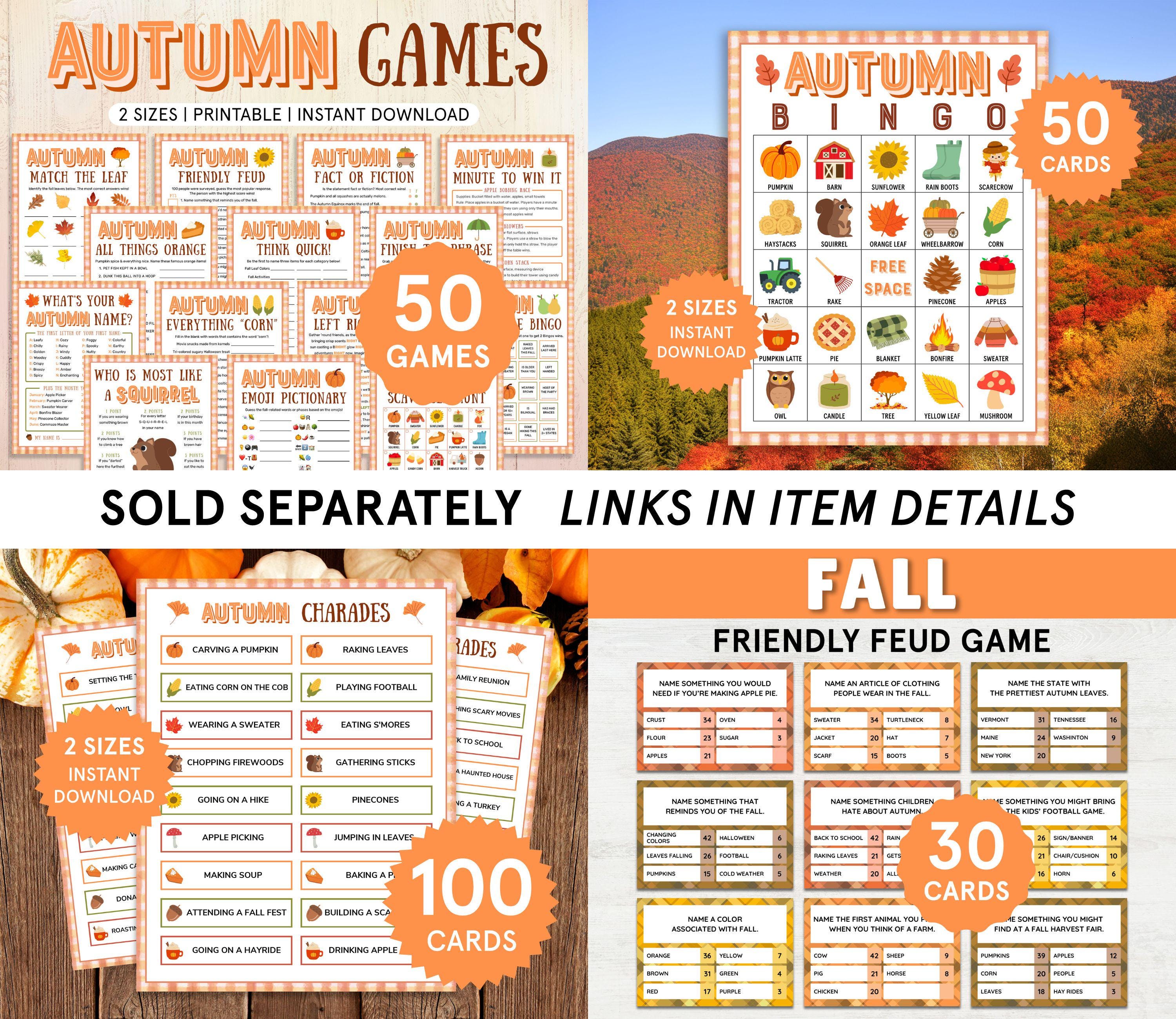 Fall Emoji Pictionary Fall Games for Kids Adults Fall Party Games Fall ...