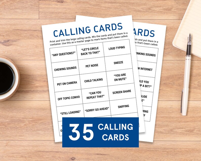 Conference Call Bingo Game Cards Conference Call Game Work Bingo Office ...