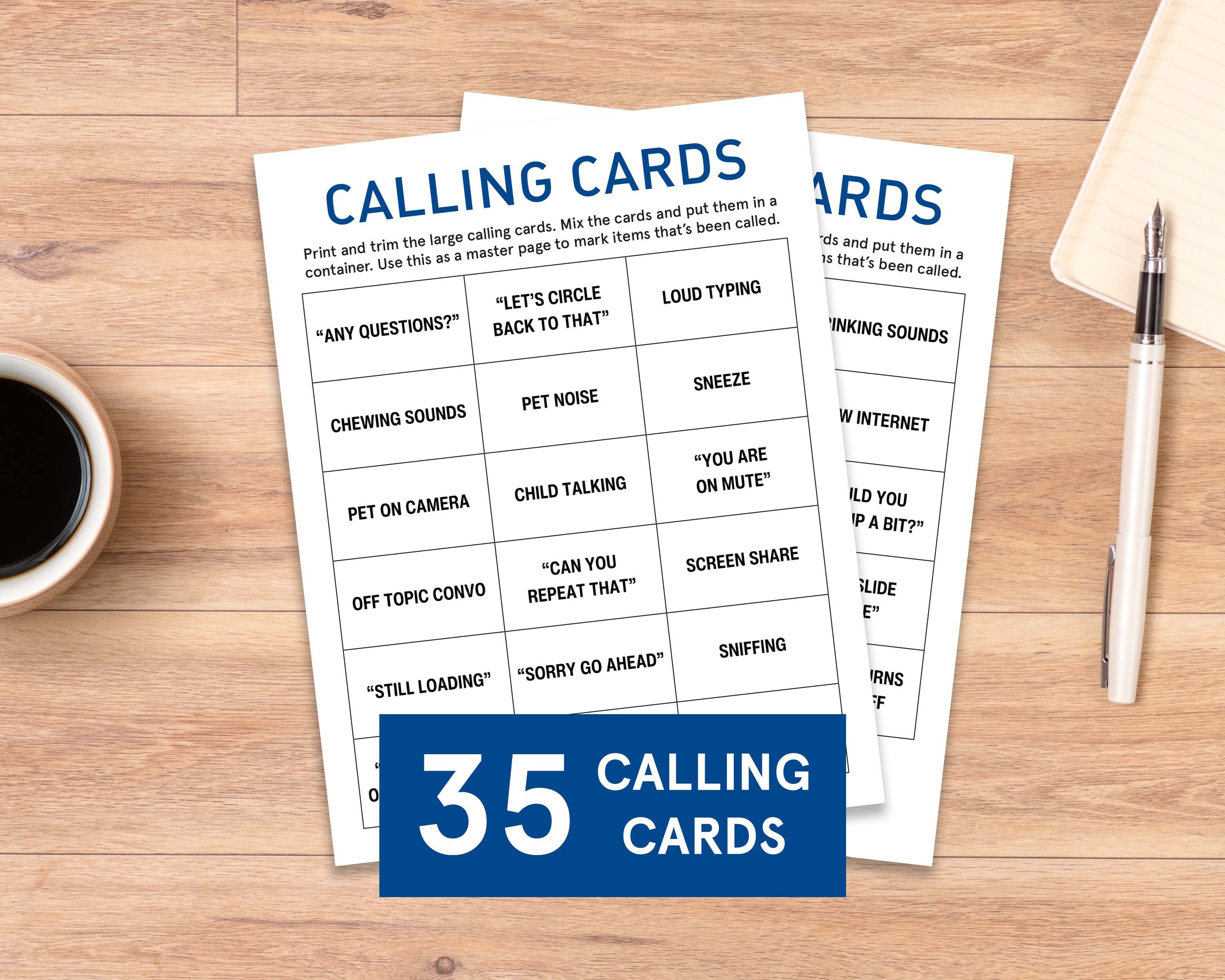 Conference Call Bingo Game Cards Conference Call Game Work Bingo Office ...