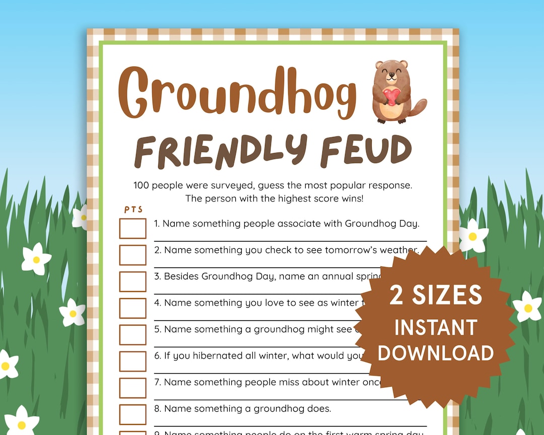 Groundhog Day Friendly Feud Groundhog Day Games for Kids Groundhog Day ...
