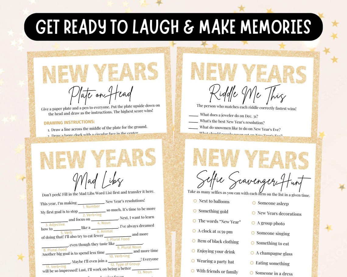 New Years Game Bundle New Years Eve Games Printables Adults New Years ...