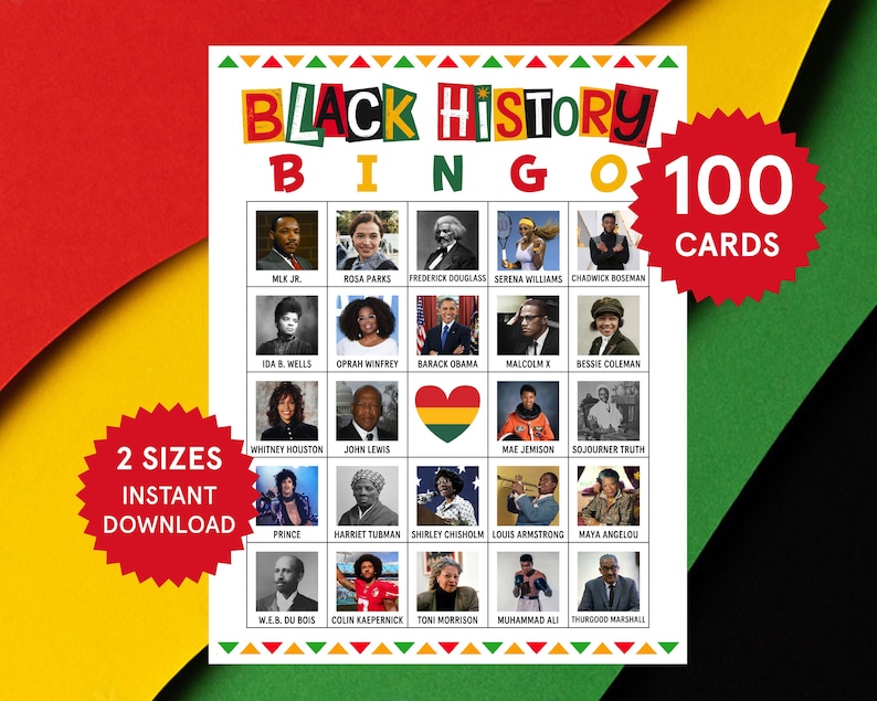 Black History Bingo Cards Black History Month Games for Kids Activities ...