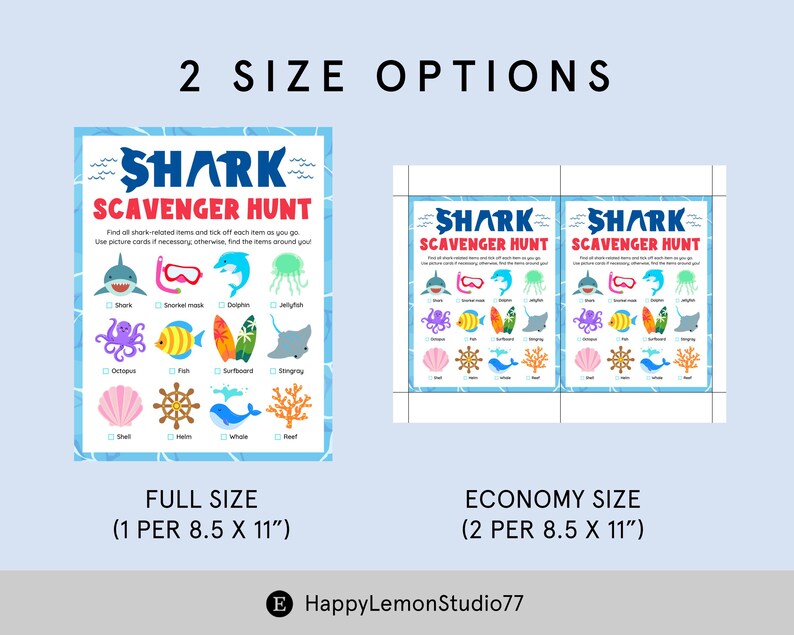 Shark Scavenger Hunt Game: Kids Shark Week Activities (digital Download ...