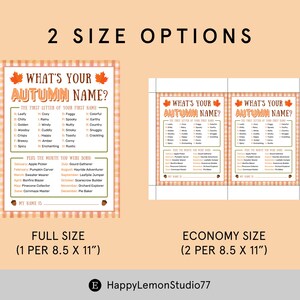 Whats Your Fall Name, Name Tags, Sign Fall Games for Kids Fall Party ...