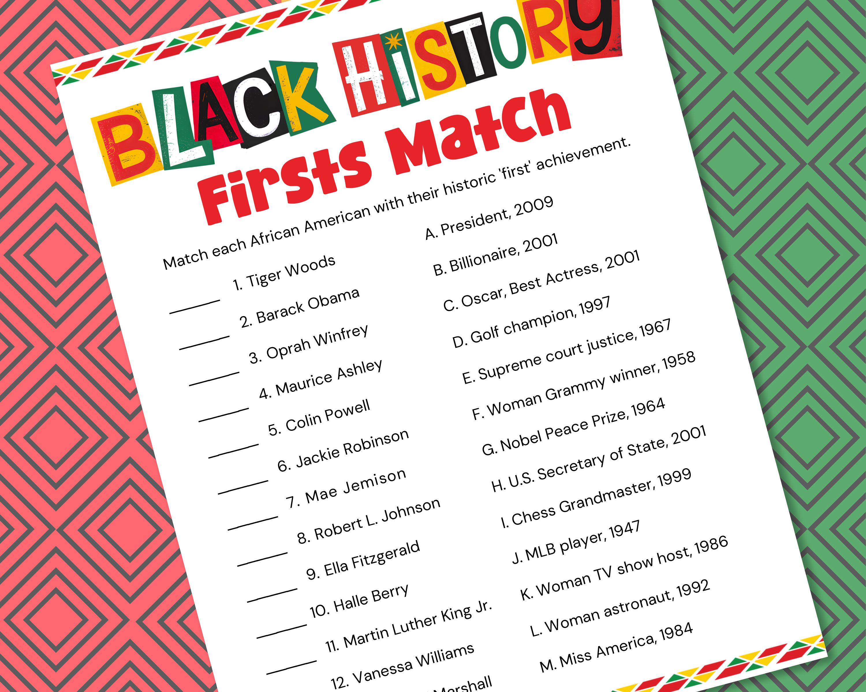 Black History Game Famous Firsts Black History Month Games for Kids ...