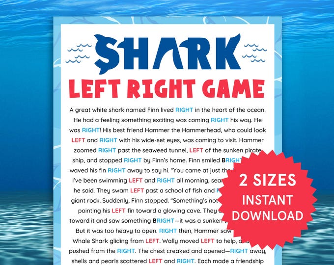 Shark Left Right Game: Fun Party Activity (digital Download - Etsy
