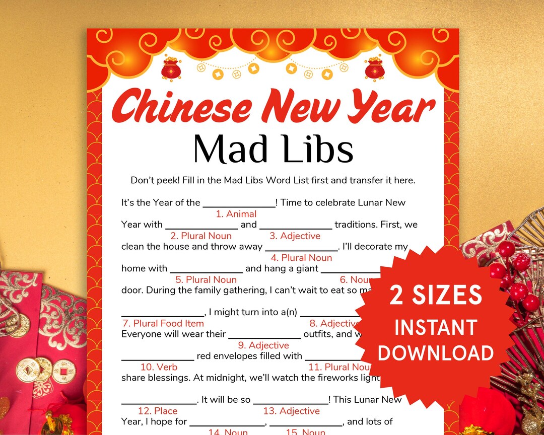 Chinese New Year Mad Libs Lunar New Year Games Chinese New Year Games ...