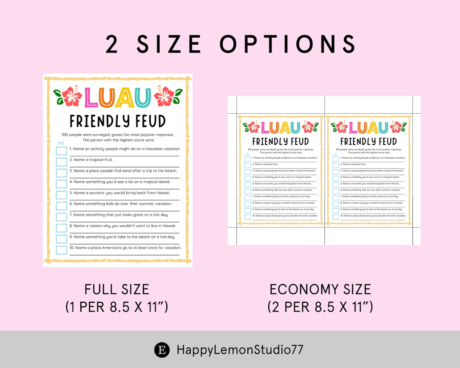 Luau Friendly Feud Luau Party Games Luau Birthday Hawaii Theme Family ...