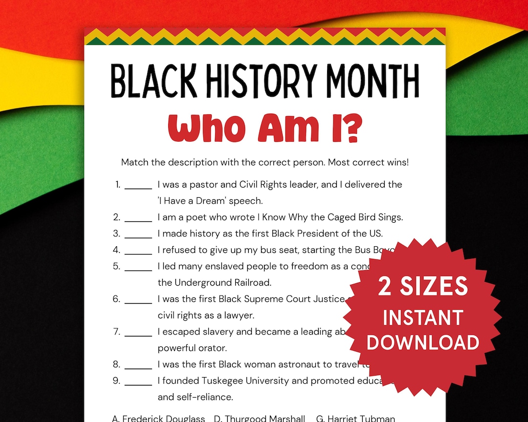 Black History Who Am I Black History Games Trivia Black History Month ...