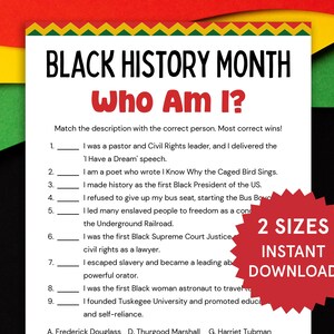 Black History Who Am I Black History Games Trivia Black History Month ...