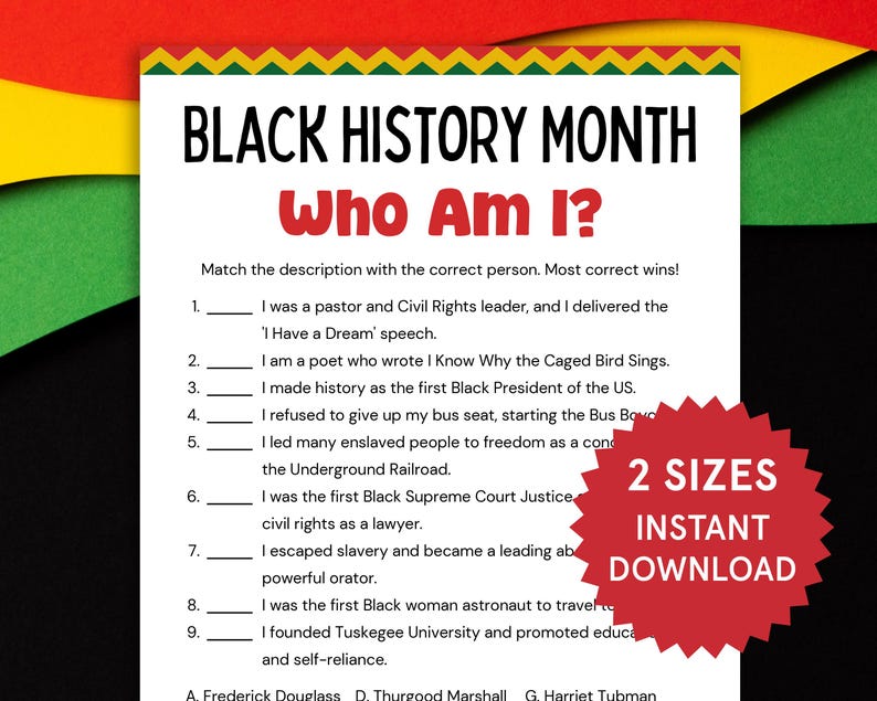 Black History Who Am I Black History Games Trivia Black History Month ...