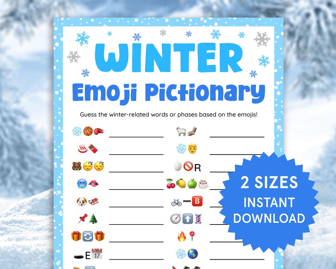 Winter Emoji Pictionary Winter Games for Kids Winter Family Games ...