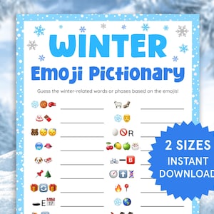 Winter Emoji Pictionary Winter Games for Kids Winter Family Games ...